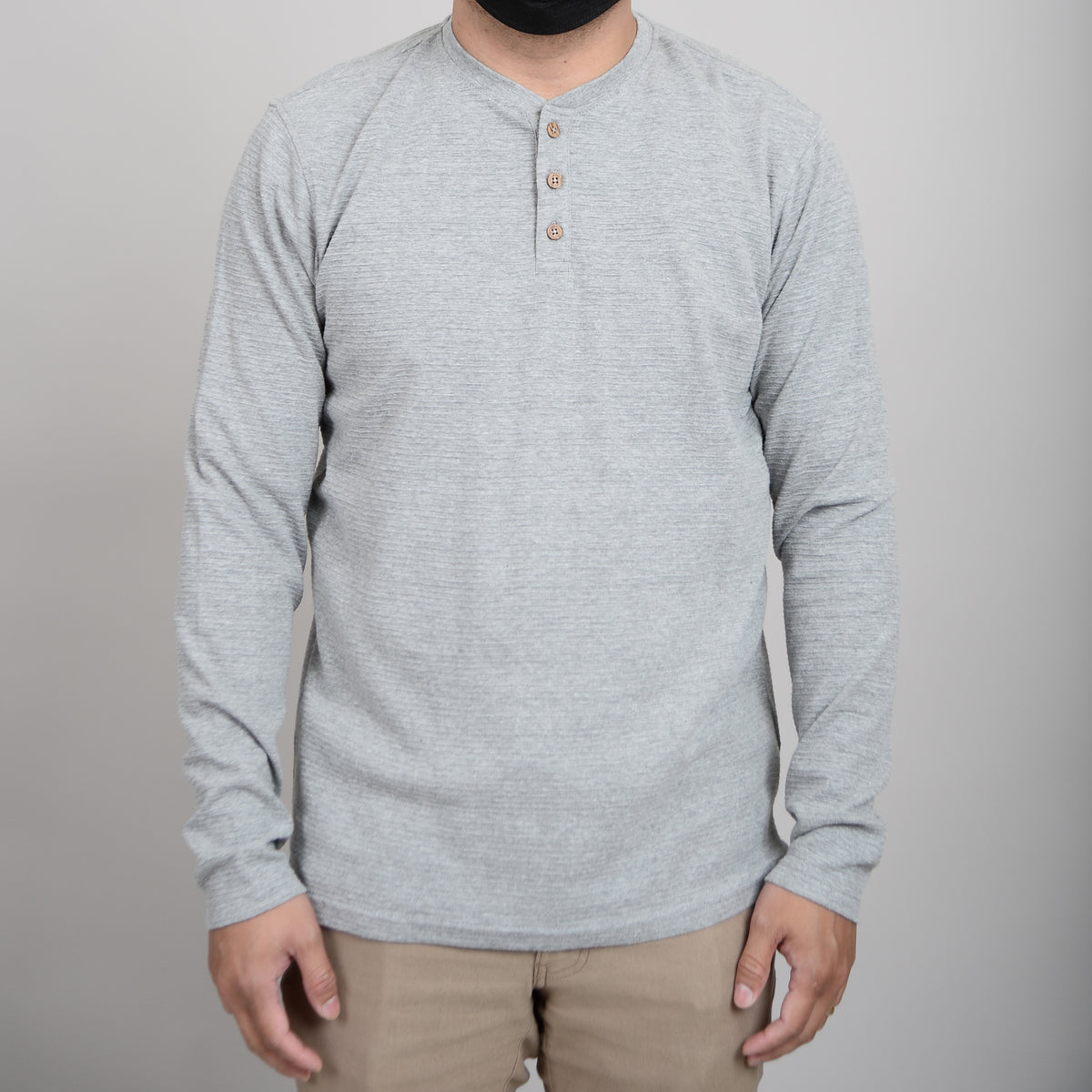 Mens Henley Top - Grey – 3's Company Boutique