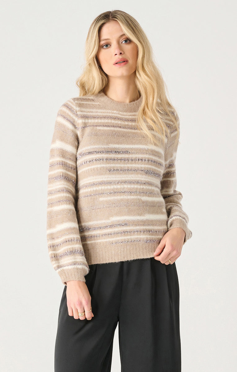 DEX Sequin Striped Sweater || Light Oat – 3's Company Boutique