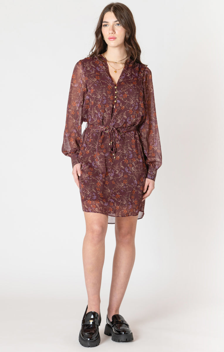 DEX Belted Button Detail Dress || Wild Flower – 3's Company Boutique